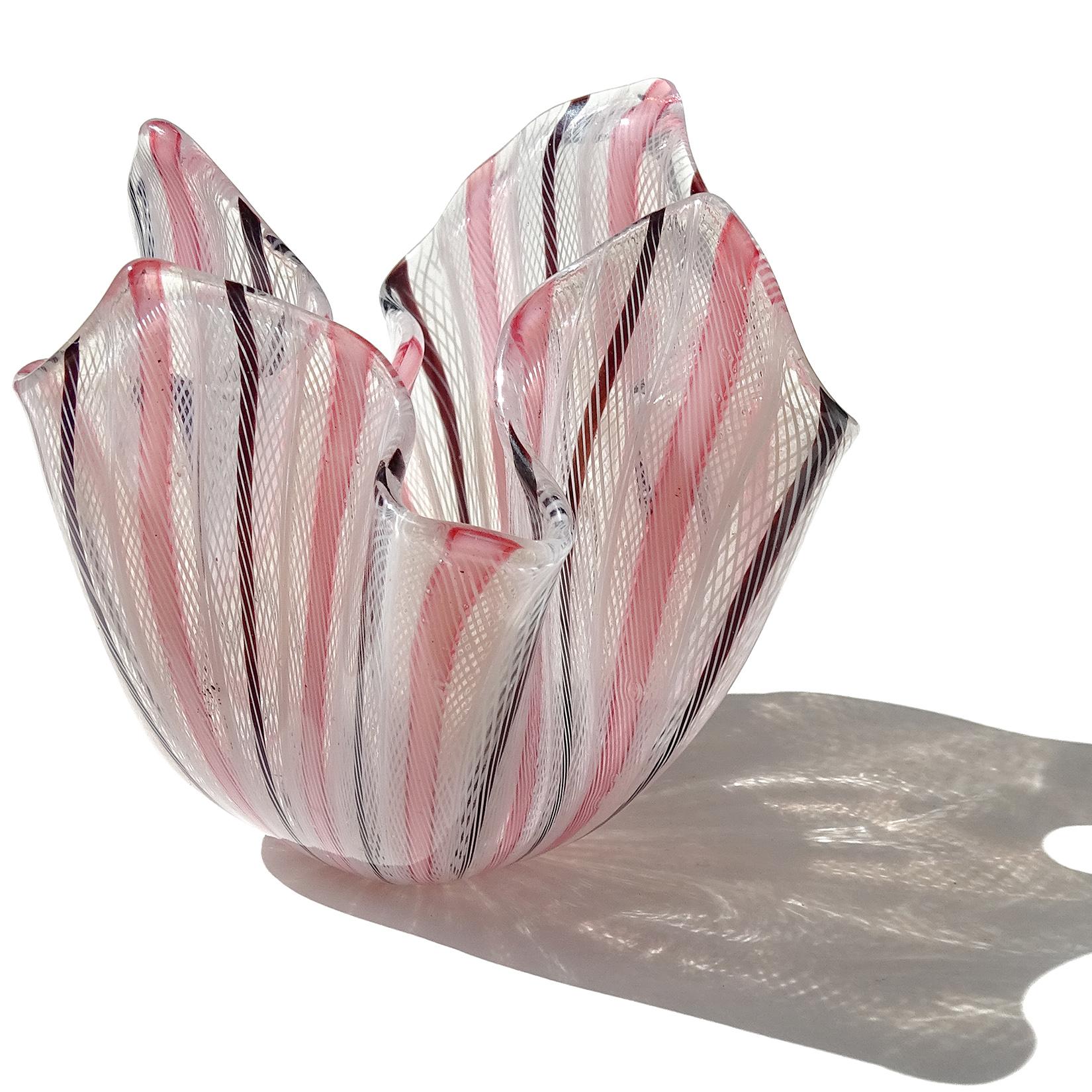 Bianconi Venini Murano Pink White Italian Art Glass Fazzoletto ...