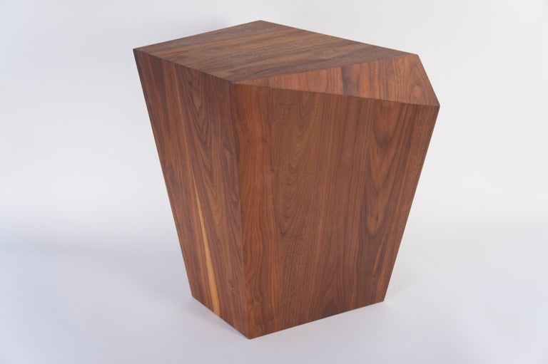Bias Side Table, Faceted Walnut Drink Table, Contemporary Accent For ...