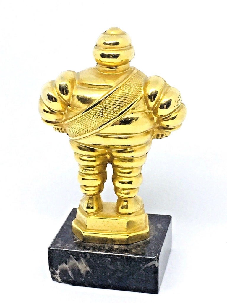 Bibendum Michelin Man Trophy Vintage European Brass on Marble Base at ...