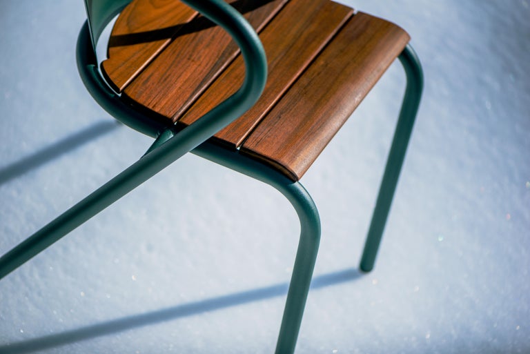 Bicachair Modern Outdoor Steel Armchair Basil Grain with Ipê Wood Slabs ...