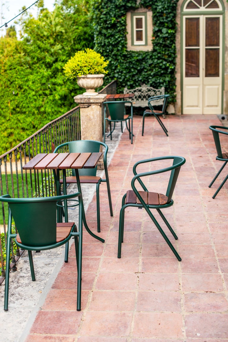 Bicachair Modern Outdoor Steel Armchair Basil Grain with Ipê Wood Slabs ...