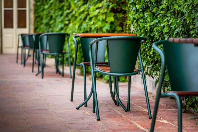 Bicachair Modern Outdoor Steel Armchair Basil Grain with Ipê Wood Slabs ...