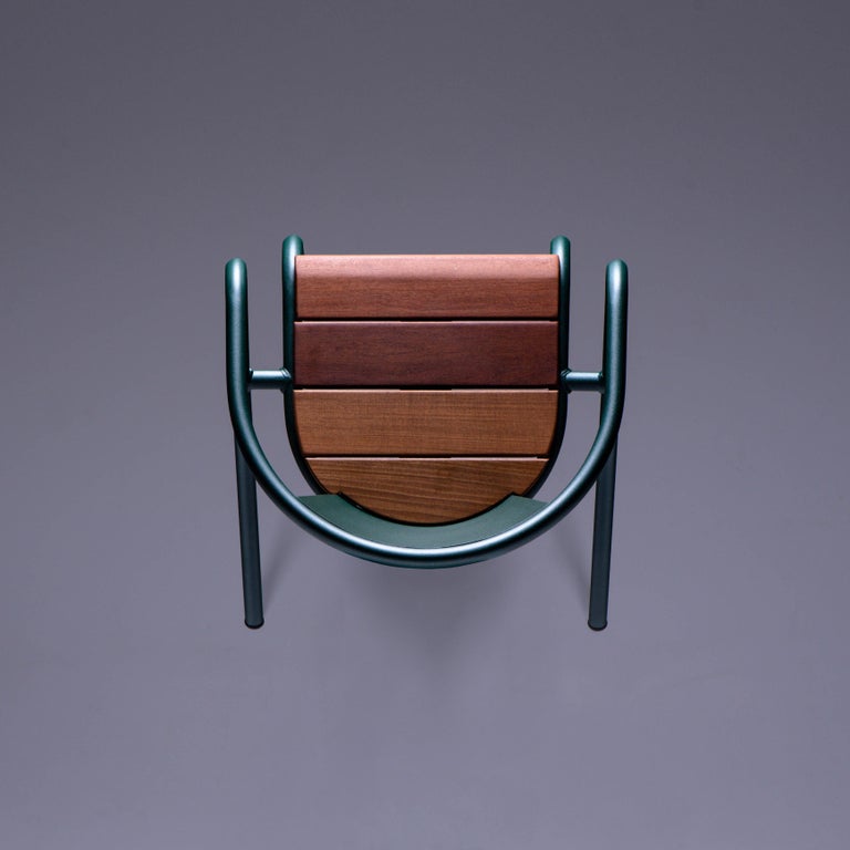 Bicachair Modern Outdoor Steel Armchair Basil Grain with Ipê Wood Slabs ...