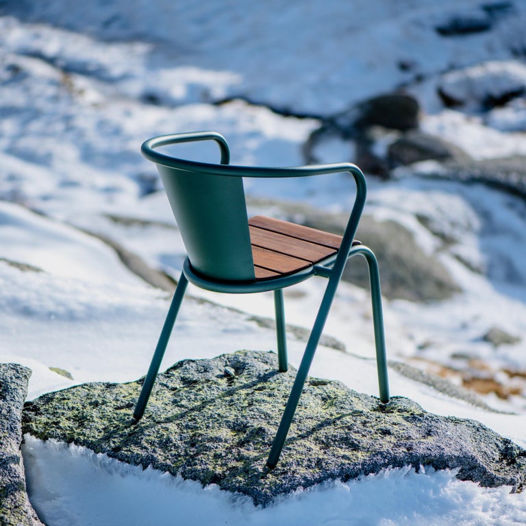 Bicachair Modern Outdoor Steel Armchair Basil Grain with Ipê Wood Slabs ...