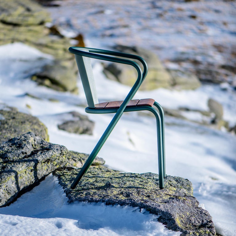 Bicachair Modern Outdoor Steel Armchair Basil Grain with Ipê Wood Slabs ...