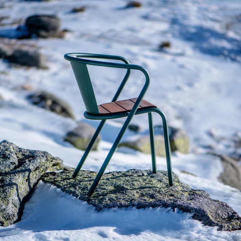 Bicachair Modern Outdoor Steel Armchair Basil Grain with Ipê Wood Slabs ...