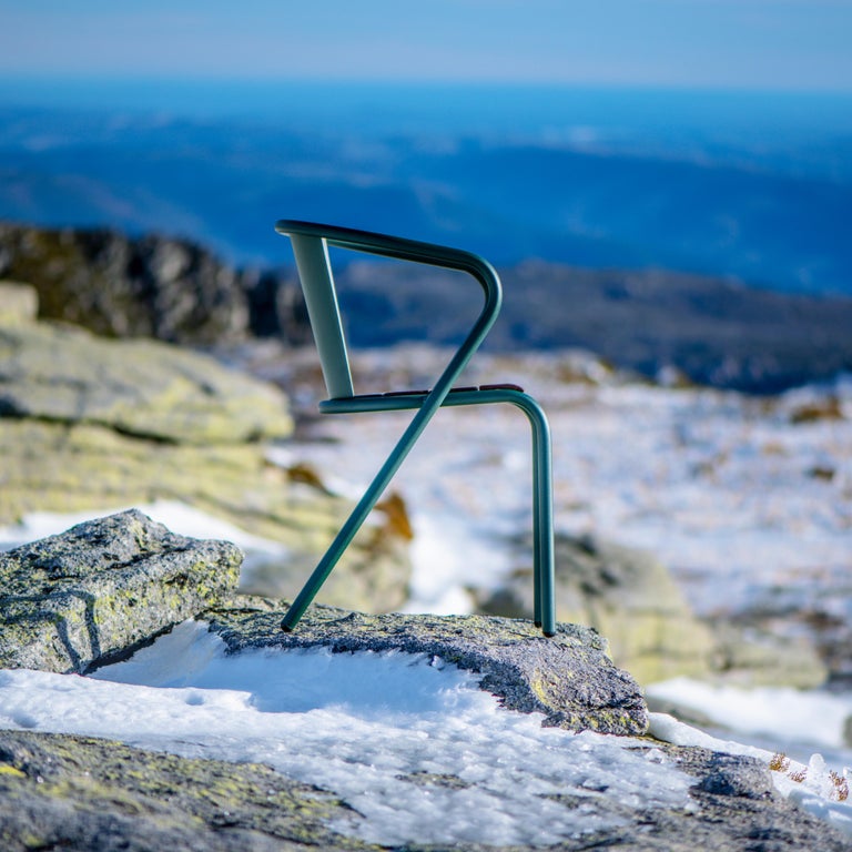 Bicachair Modern Outdoor Steel Armchair Basil Grain with Ipê Wood Slabs ...