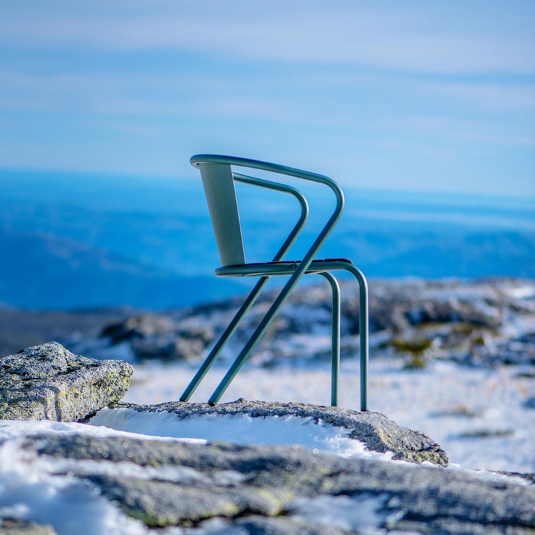 Bicachair Modern Outdoor Steel Armchair Basil Grain with Ipê Wood Slabs ...