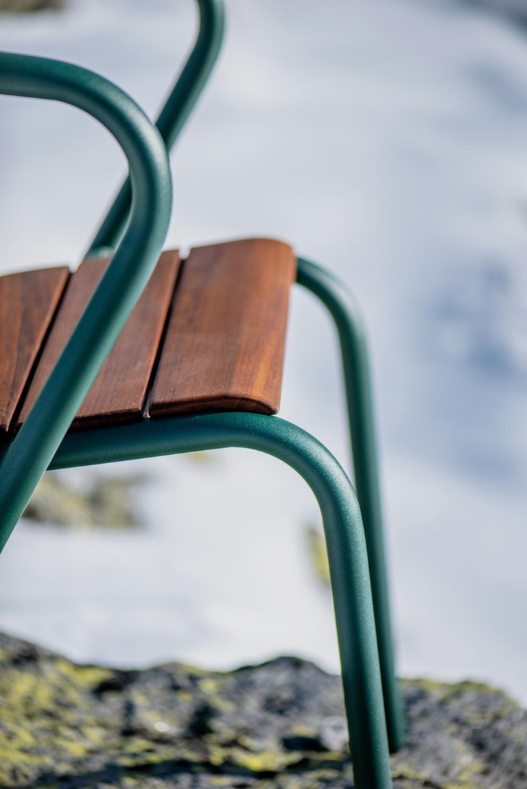 Bicachair Modern Outdoor Steel Armchair Basil Grain with Ipê Wood Slabs ...