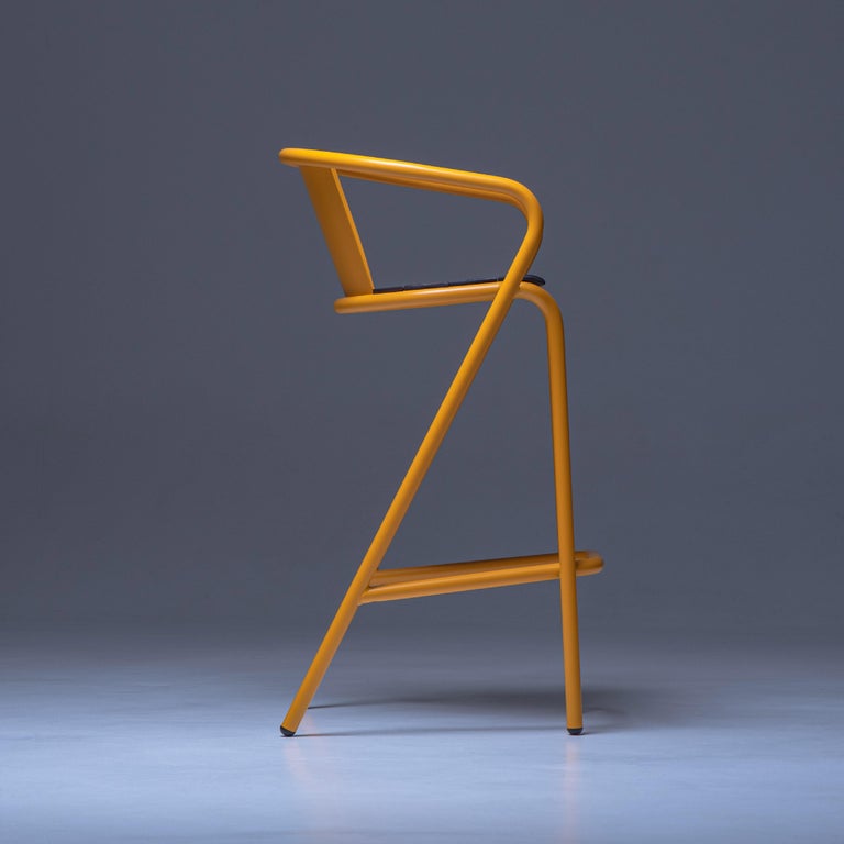 BICAstool Modern Outdoor Steel High Stool Chair Melon Yellow with Ipê ...
