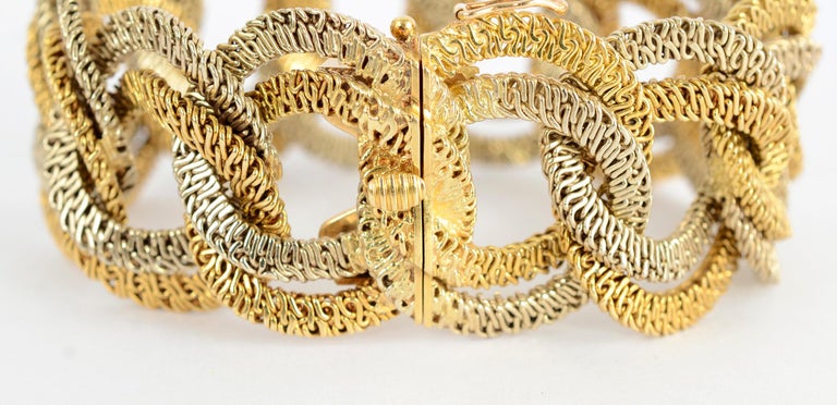 Bicolor Gold Overlapping Links Bracelet For Sale at 1stDibs