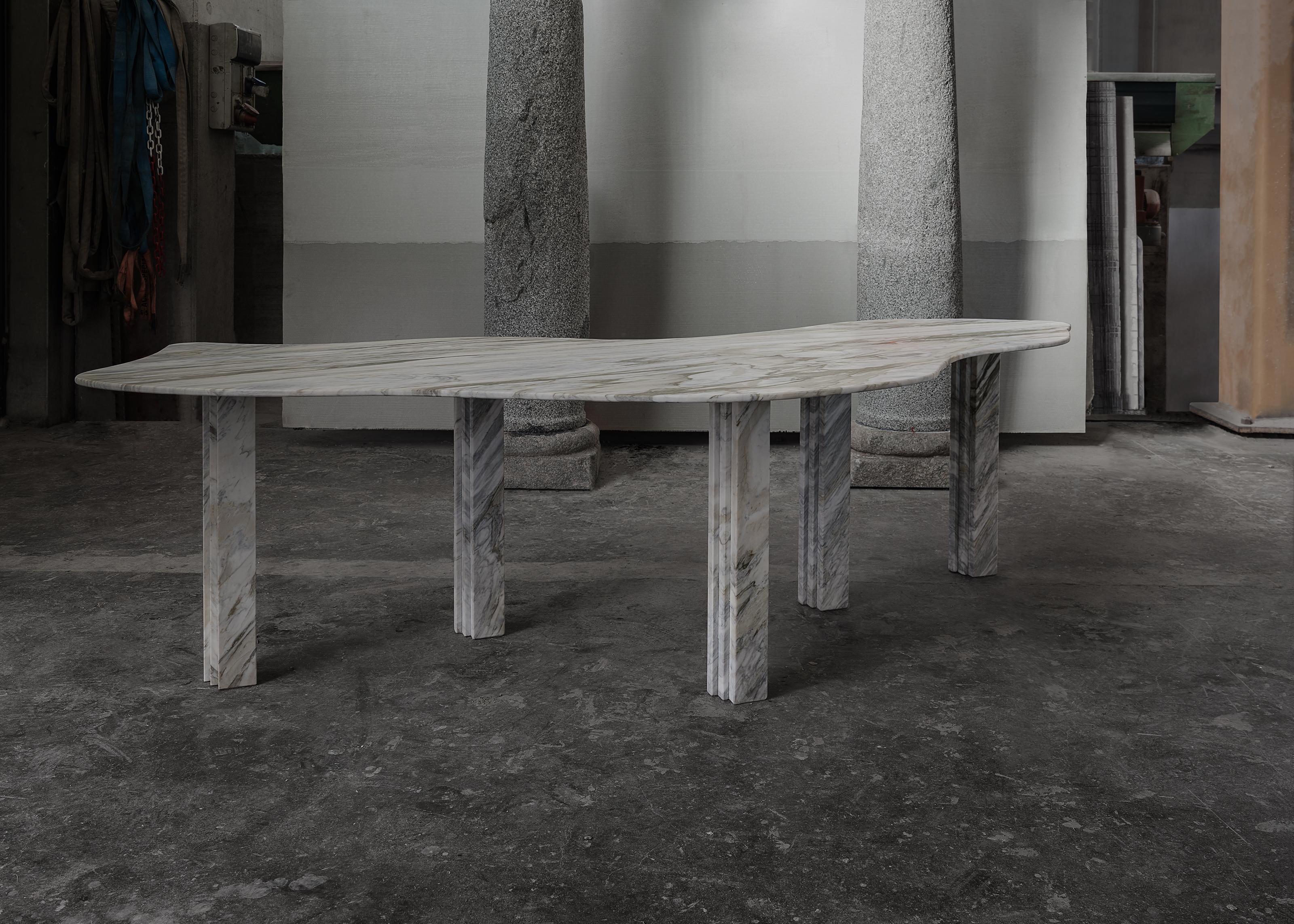 Bicolor Sculptural Dining Marble Table Signed by Lorenzo Bini For Sale ...