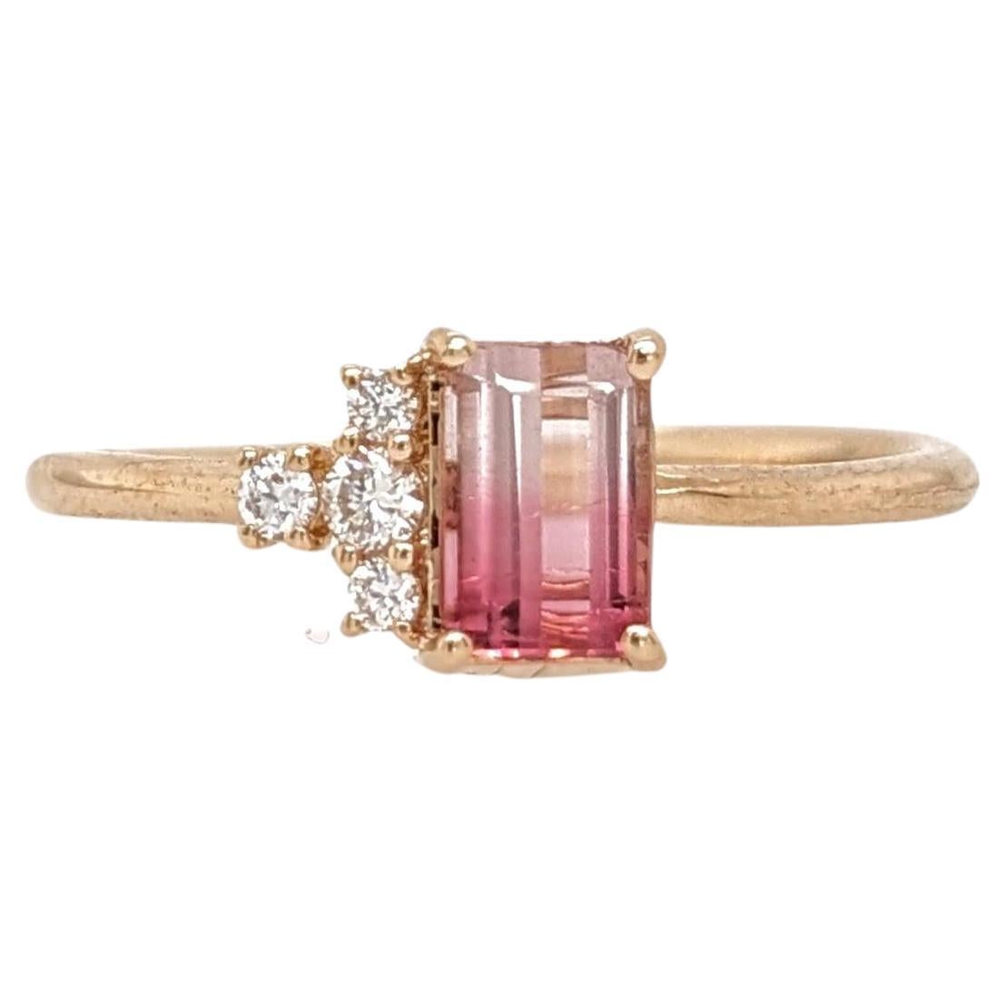 1ct Bicolor Tourmaline Ring w Earth Mined Diamonds in Solid 14K Gold EM ...