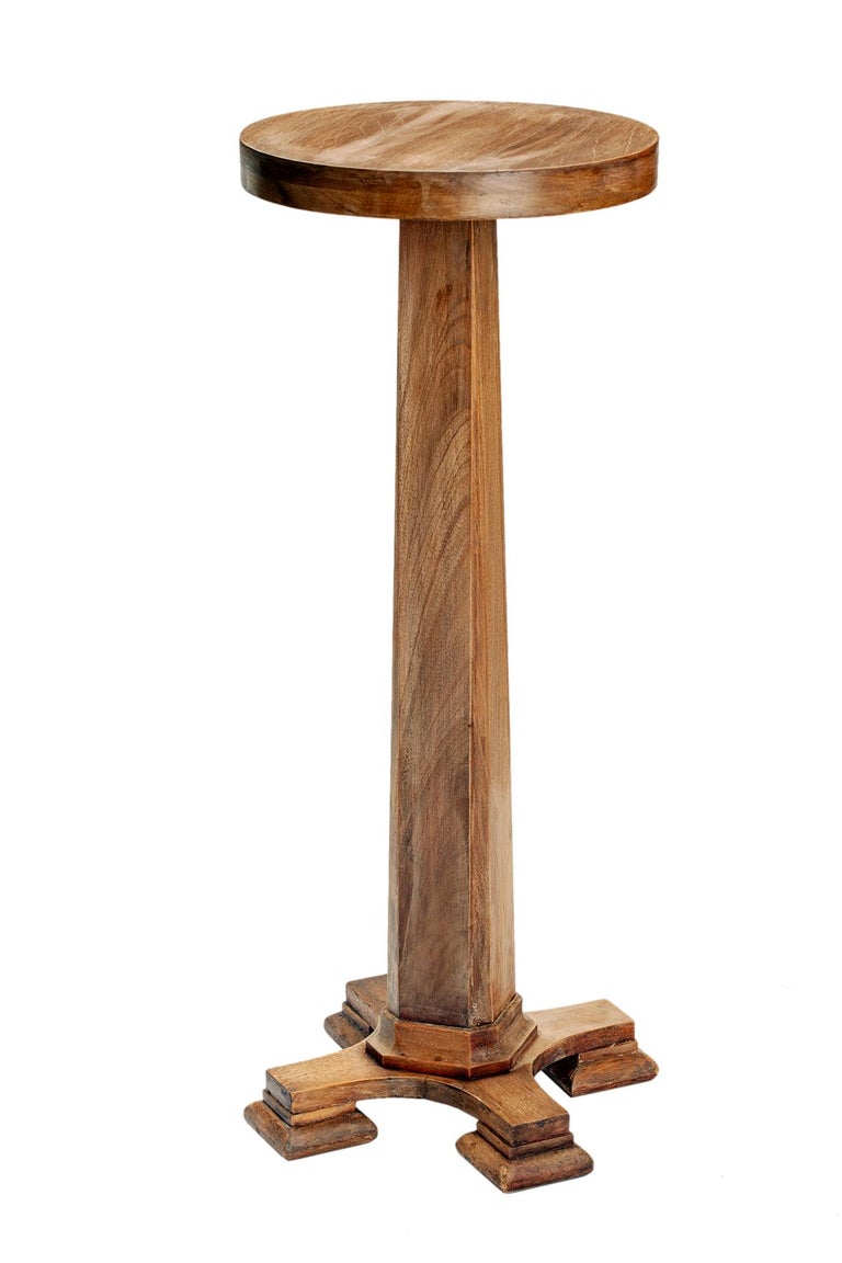 Biedemeier Style Tall Walnut Pedestal Table For Sale at 1stDibs