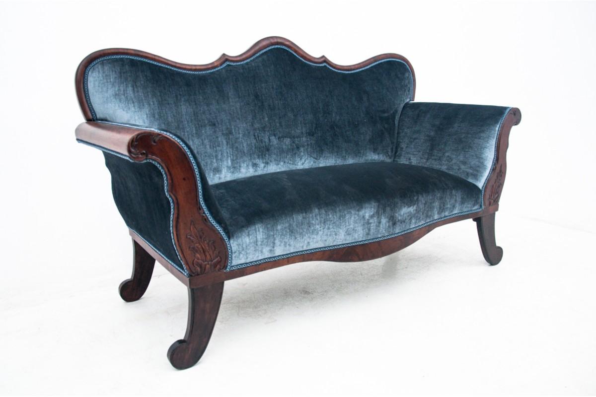 Biedermeier Blue Sofa, Northern Europe, circa 1860 at 1stDibs