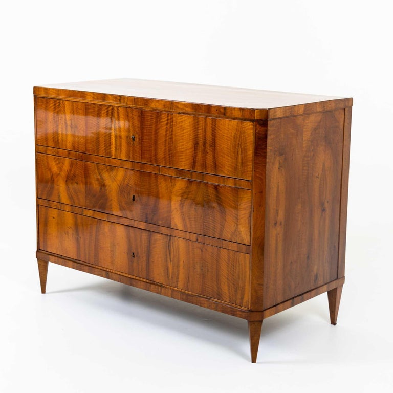 Biedermeier Commode with Three Drawers, Walnut Veneered, German circa ...