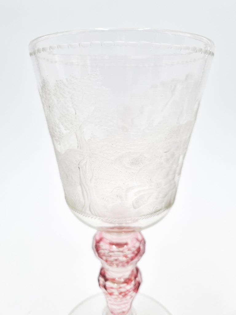 Biedermeier Crystal Glass Decorated in Relief with 50's Rose Stem For ...