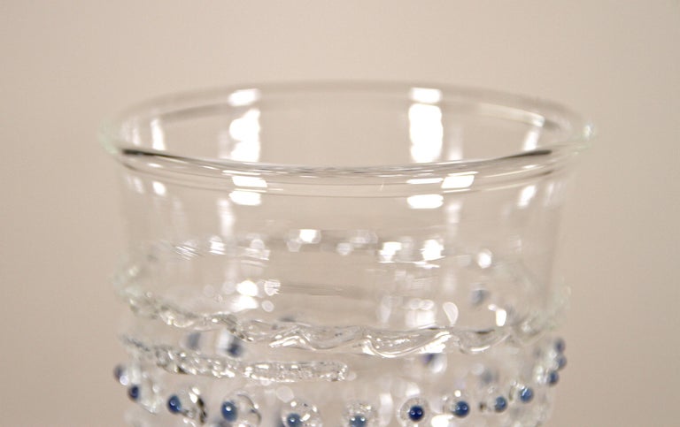 Biedermeier Glass Goblin with Blue Glass Dots, Mouth Blown, Austria ...