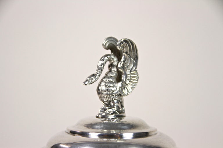 Biedermeier Glass Goblin with Silver Lid, Austria, circa 1840 at 1stDibs