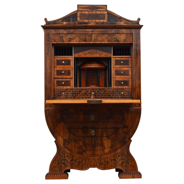 Biedermeier Lyra Secretary, Austro-Hungarian Empire, 1820s at 1stDibs