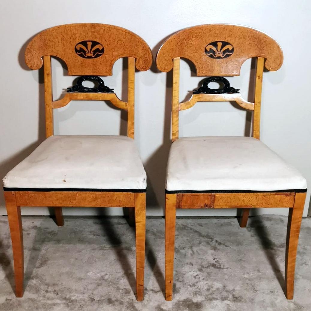 Biedermeier Pair Of Austrian Chairs Joseph Danhauser Style For Sale at ...