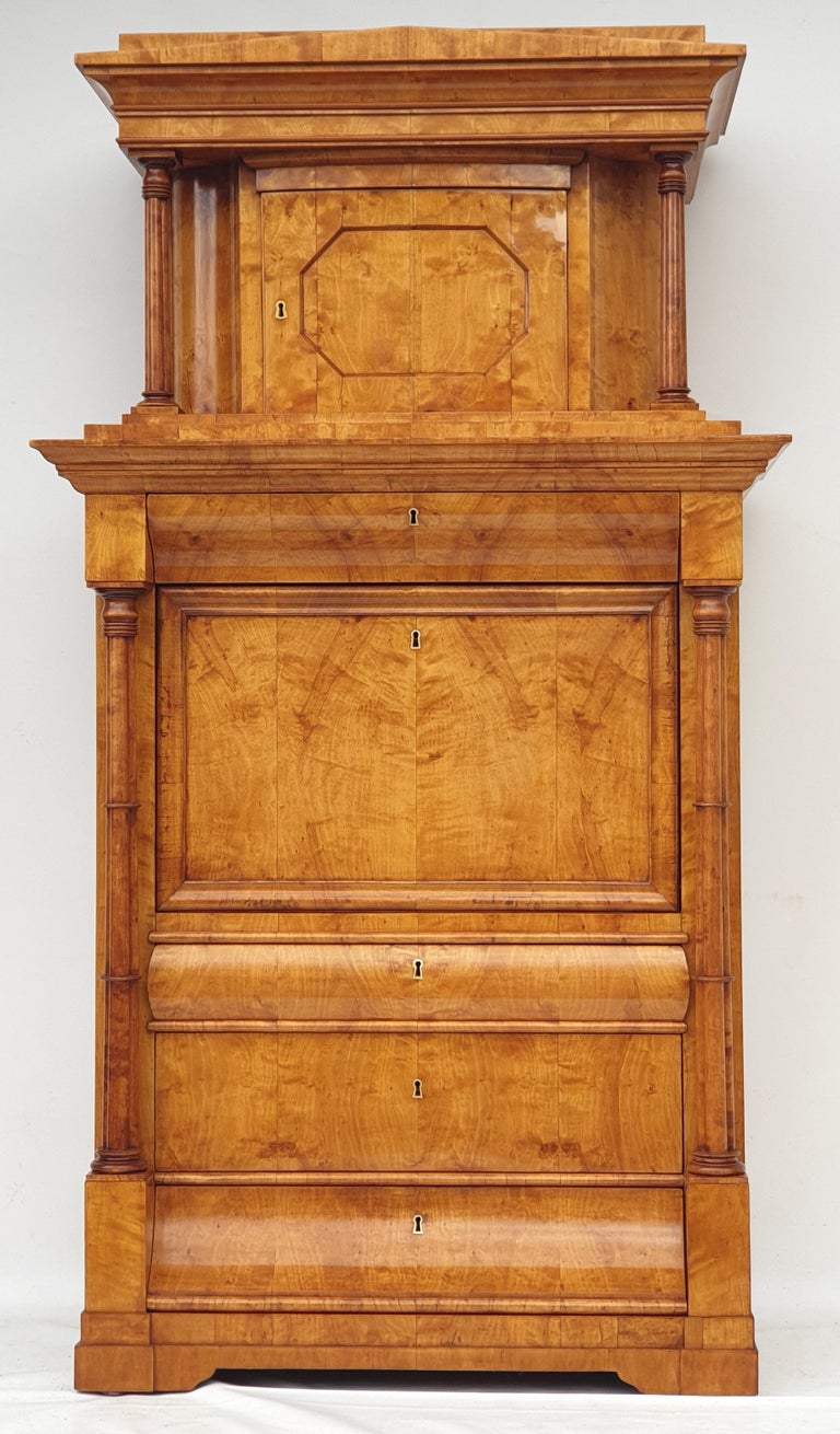 Biedermeier Secretary, Brandenburg, Birchwood, circa 1825 at 1stDibs