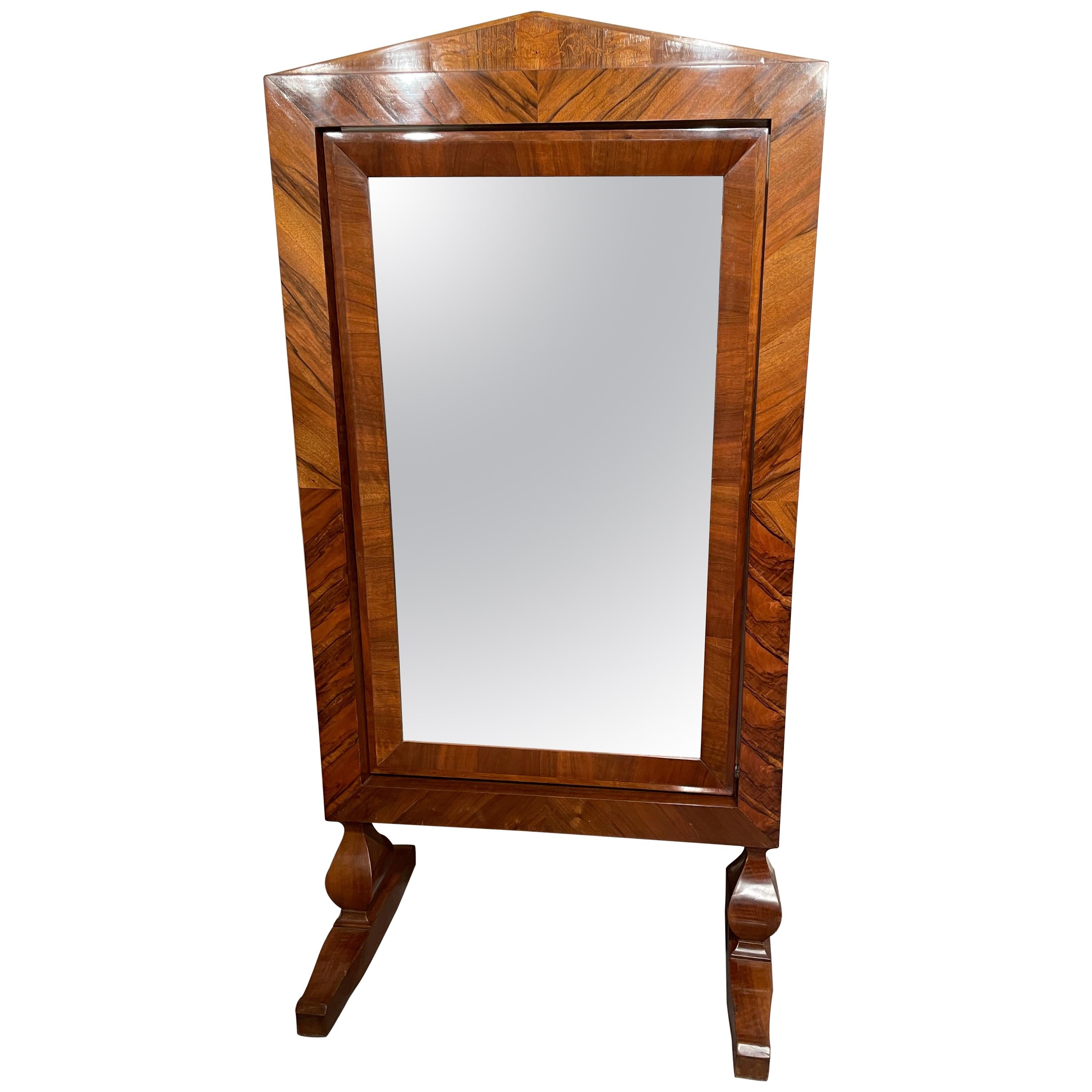 Standing Brass Vanity Mirror with Table at 1stDibs