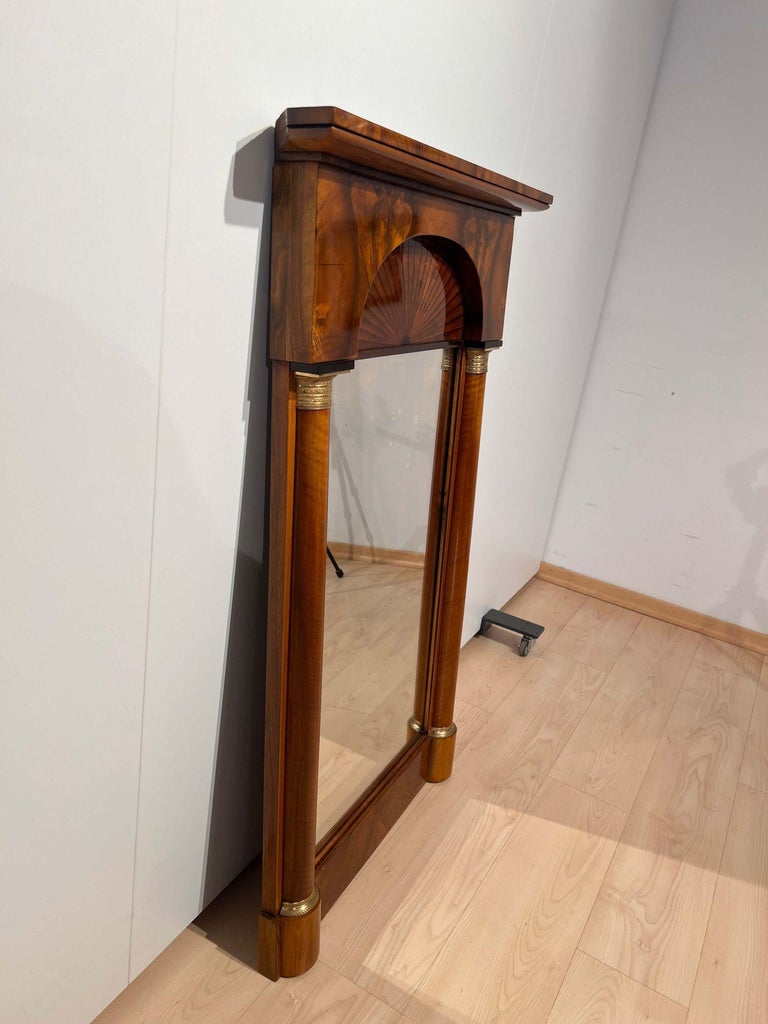 Biedermeier Wall Mirror, Walnut, Maple, Brass, Germany circa 1820 For ...