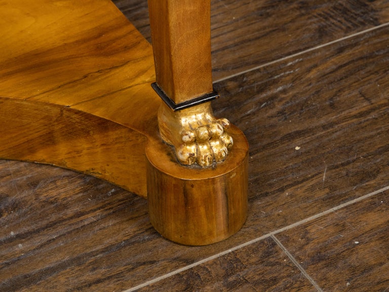 Biedermeier Walnut Console Table with Large Volutes, Pilasters and Gilt ...