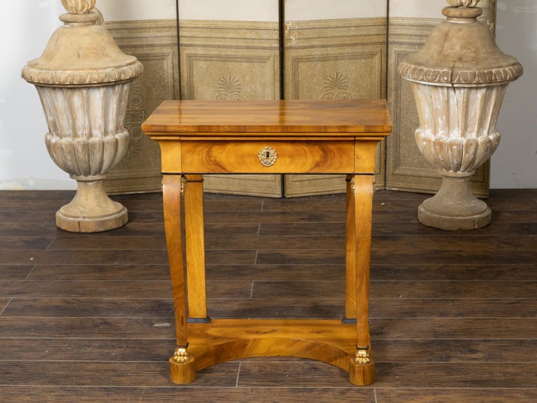 Biedermeier Walnut Console Table with Large Volutes, Pilasters and Gilt ...