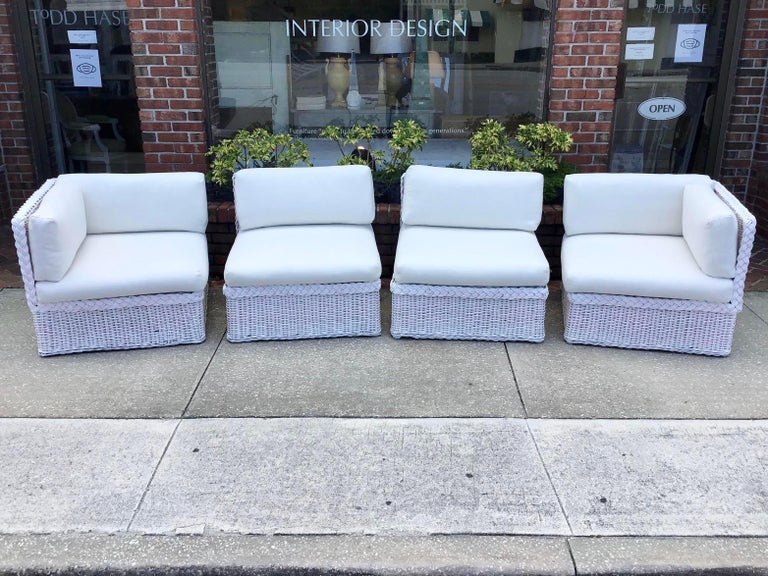 Bielecky Brothers Boho Chic White Rattan Four Piece Modular Sectional ...