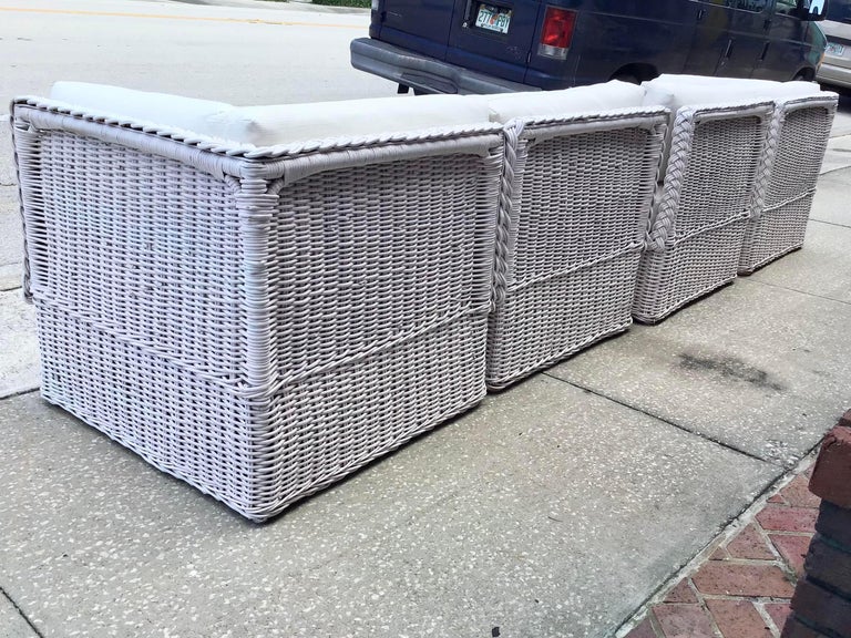 Bielecky Brothers Boho Chic White Rattan Four Piece Modular Sectional ...