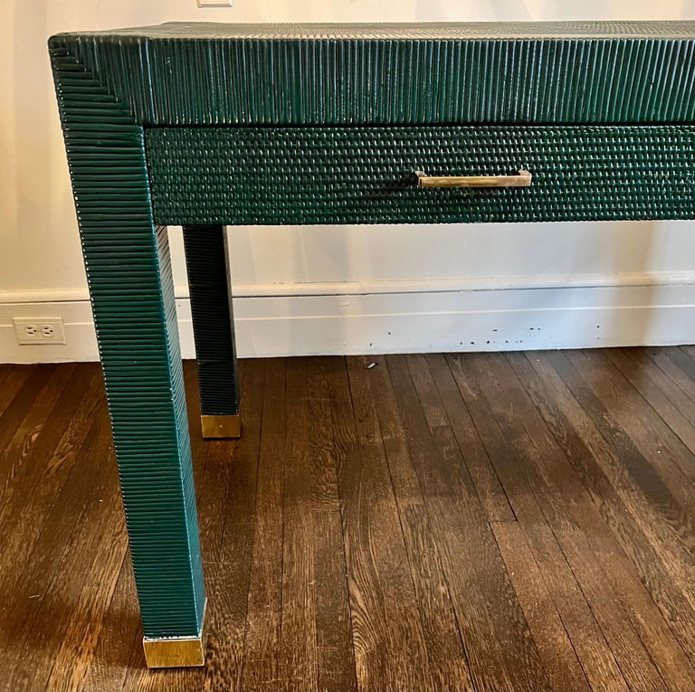 Bielecky Brothers Rare Masters Green Rattan Cane and Wicker Two Drawer ...