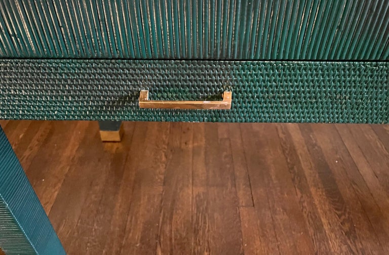 Bielecky Brothers Rare Masters Green Rattan Cane and Wicker Two Drawer ...