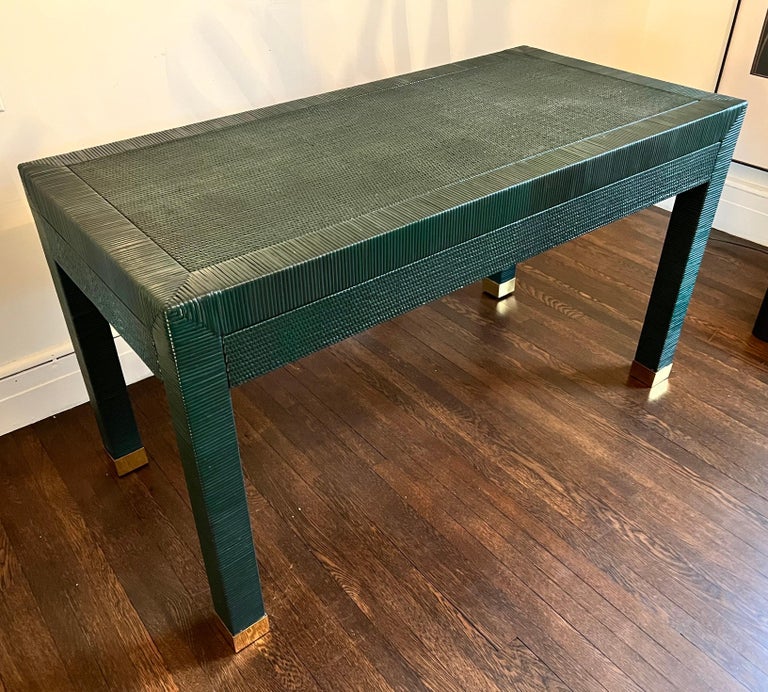 Bielecky Brothers Rare Masters Green Rattan Cane and Wicker Two Drawer ...