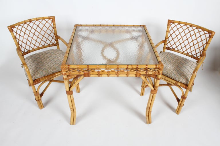 Bielecky Brothers Rattan and Glass Card / Dining Table with Two ...