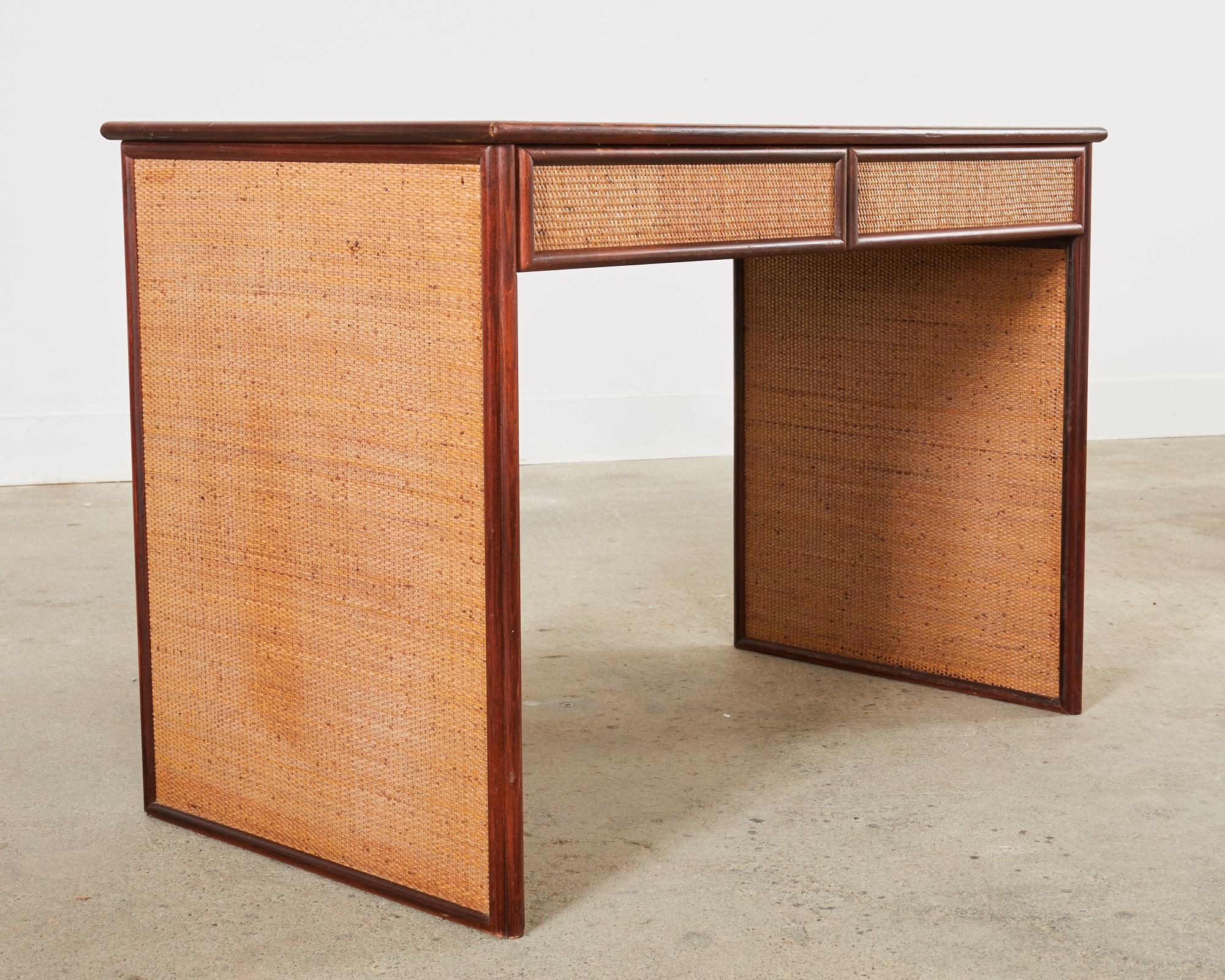 Bielecky Brothers Style Diminutive Grasscloth Raffia Writing Desk For ...