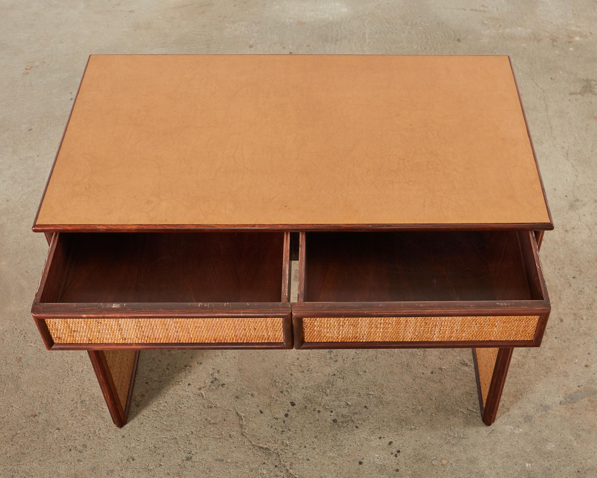 Bielecky Brothers Style Diminutive Grasscloth Raffia Writing Desk For ...