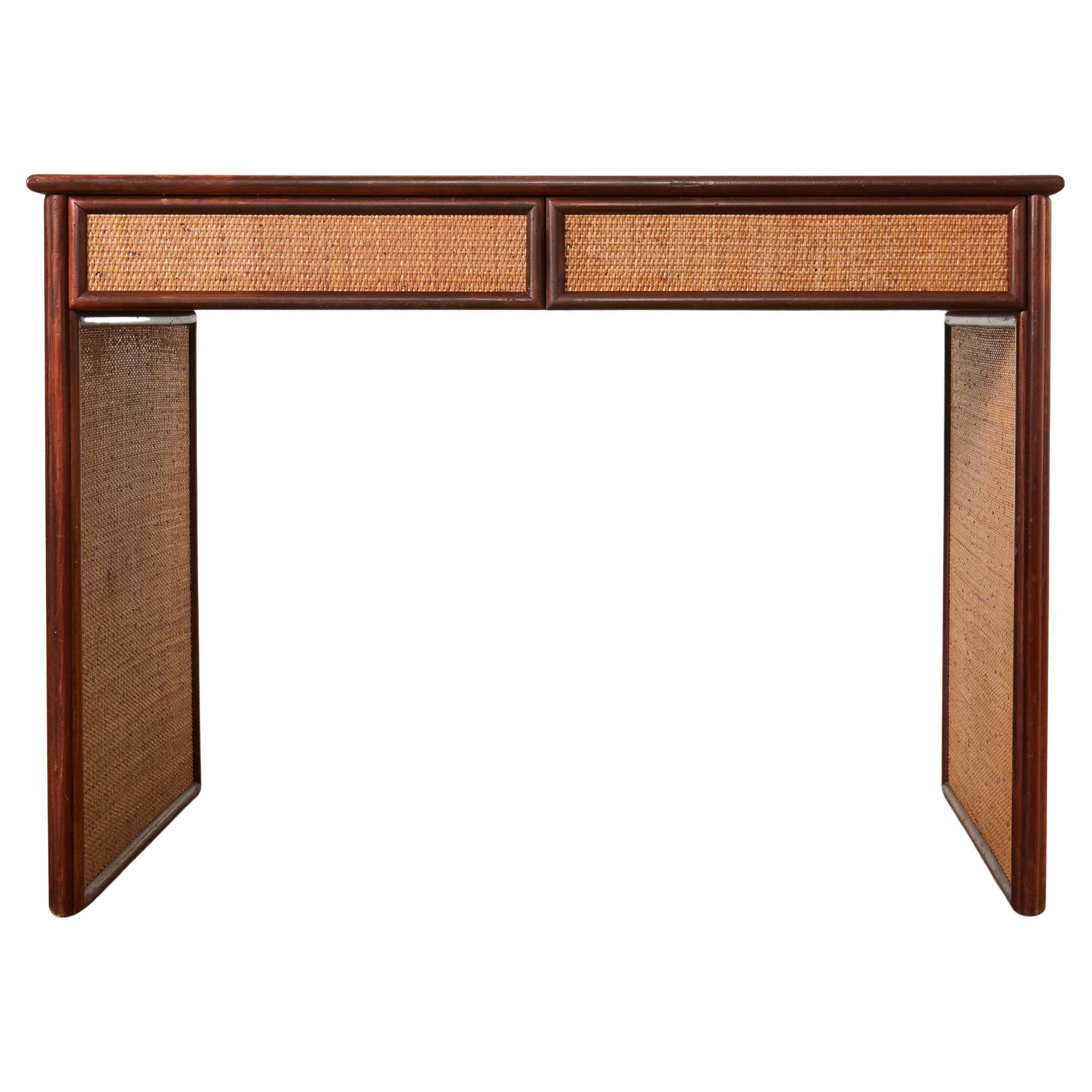 Bielecky Brothers Style Diminutive Grasscloth Raffia Writing Desk For ...