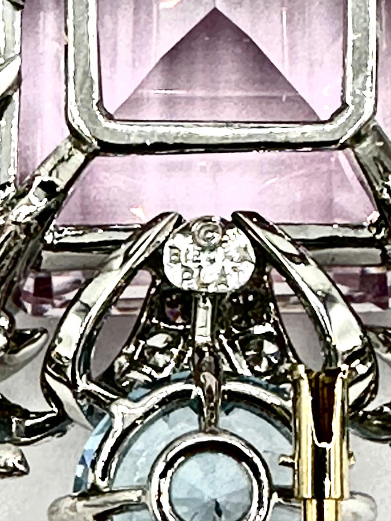 Bielka 60.00 Carat Kunzite, Blue Topaz, Diamond and Pearl Platinum ...
