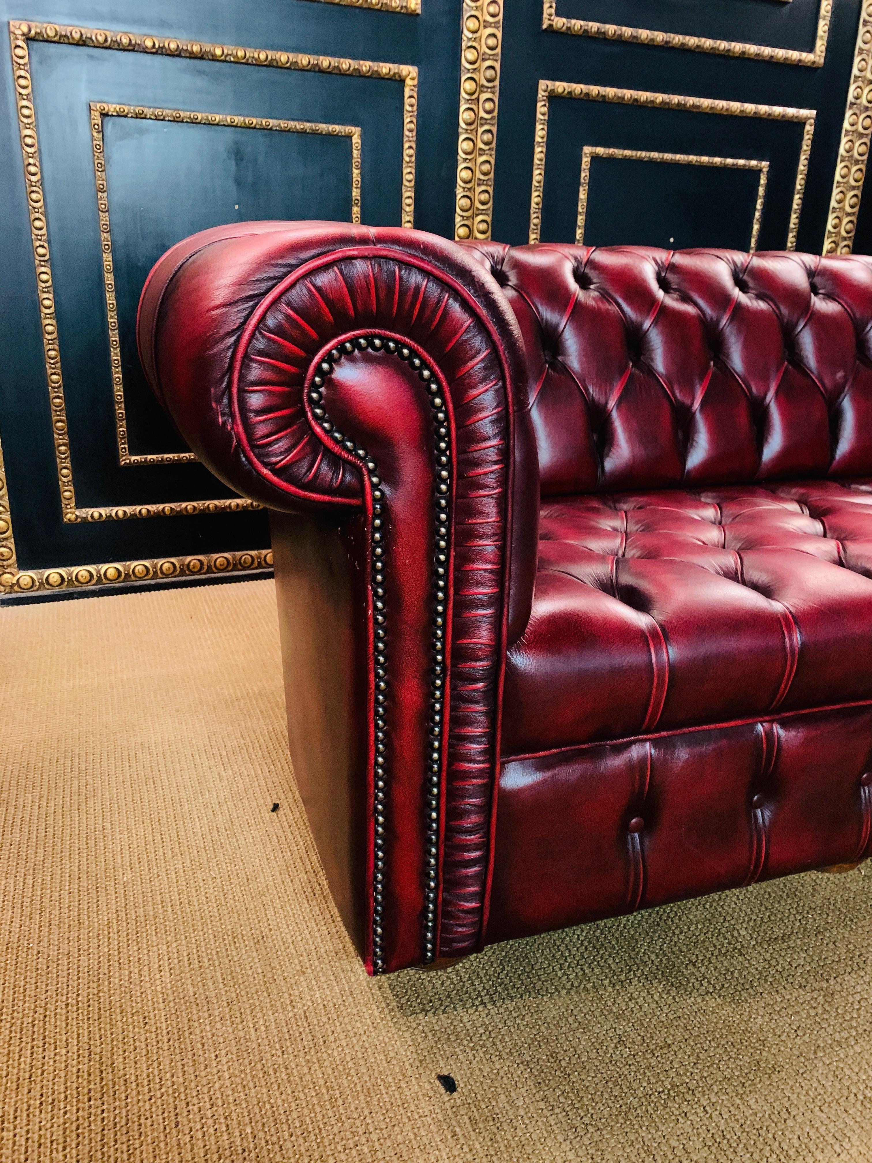 Big 20th Century Red Leather Chesterfield Sofa with Button Down Seat in ...