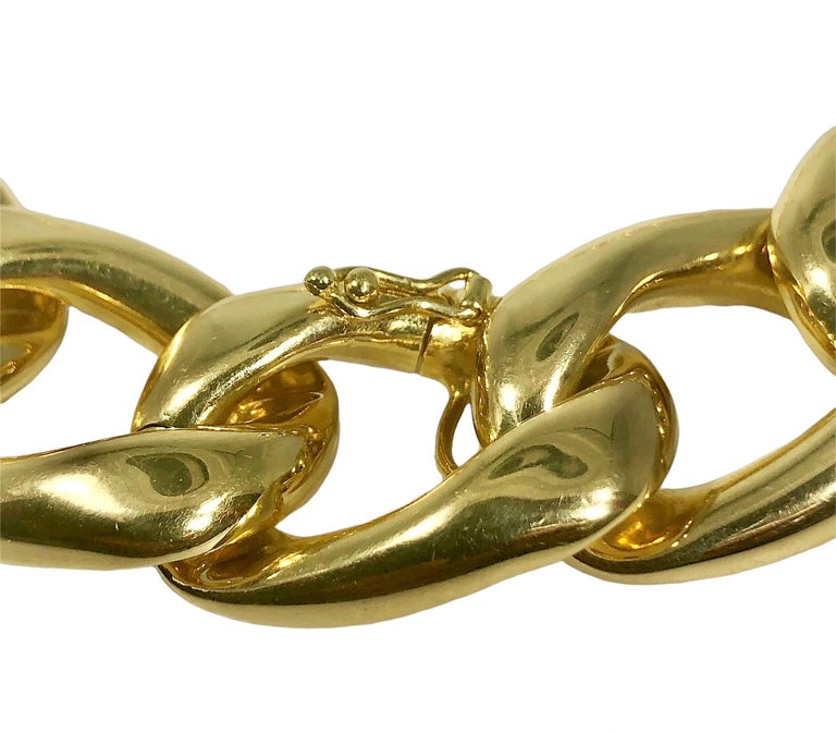 Big and Bold 18K Yellow Gold Large Link Necklace with One Diamond Link ...