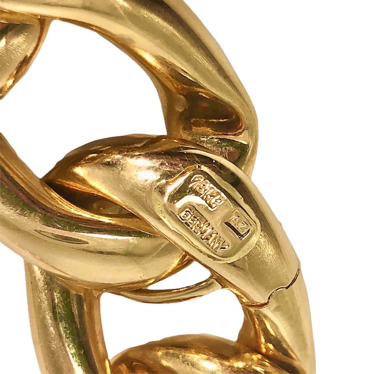 Big and Bold 18K Yellow Gold Large Link Necklace with One Diamond Link ...