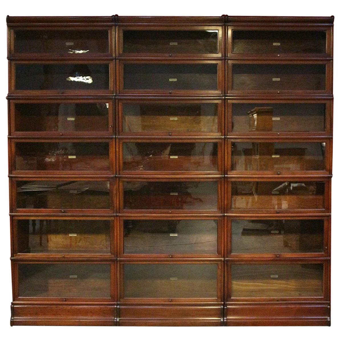Pair of Oak Globe Wernicke Six Section Bookcases at 1stdibs