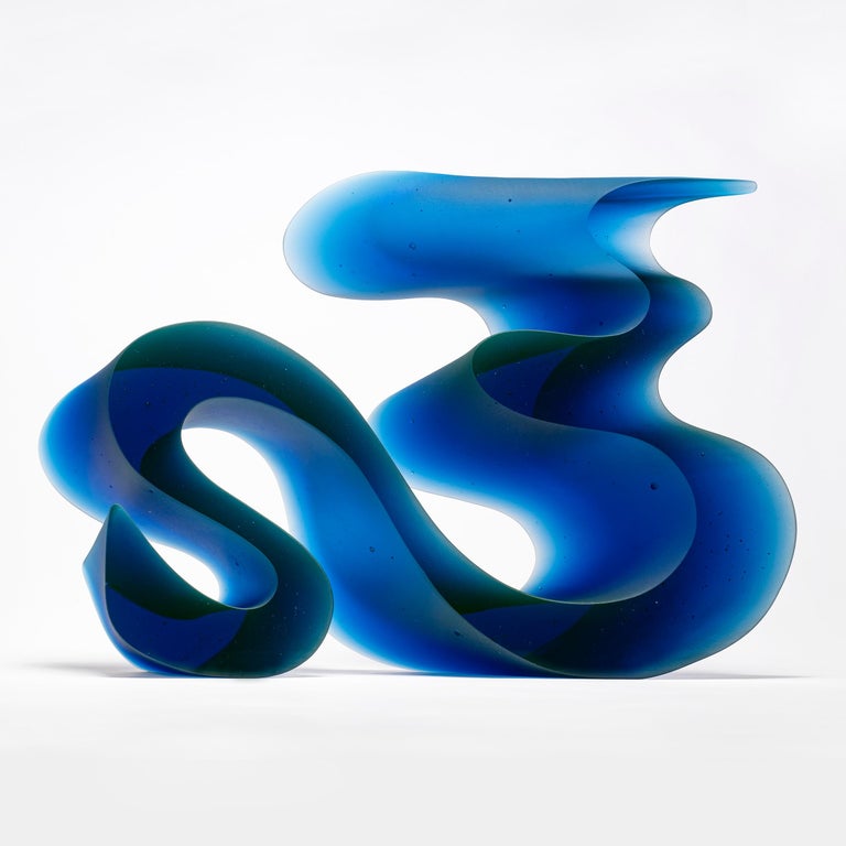 Big Blue Line, a Unique Blue Cast Glass Sculpture by Karin Mørch at 1stDibs