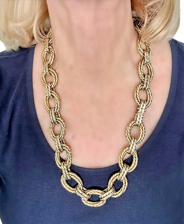 Big, Bold 14k Gold Mid-20th Century Italian Necklace, Bracelet ...