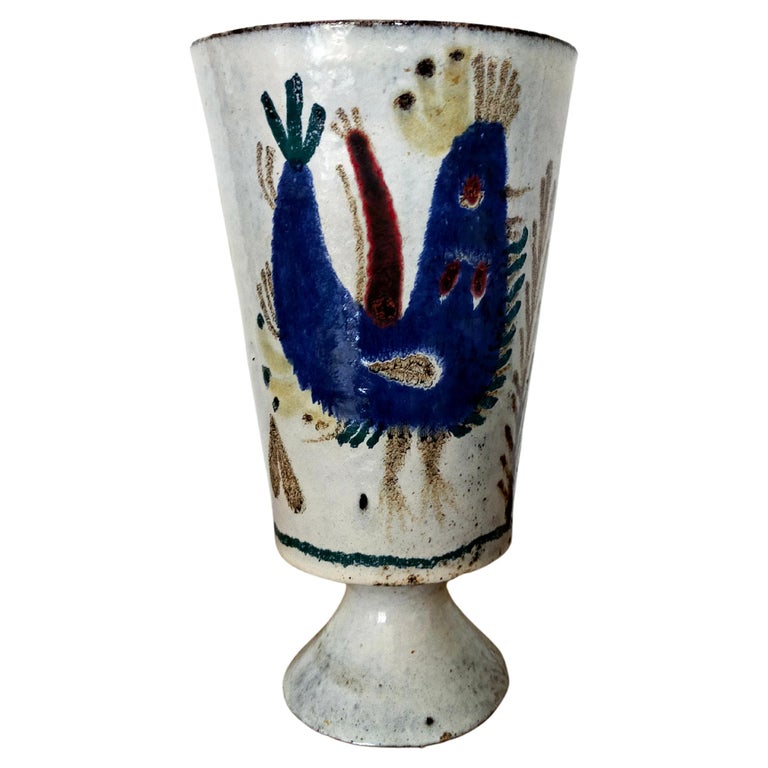 Big Ceramic pedestal vase by Gustave Reynaud Le Murier. For Sale at 1stDibs