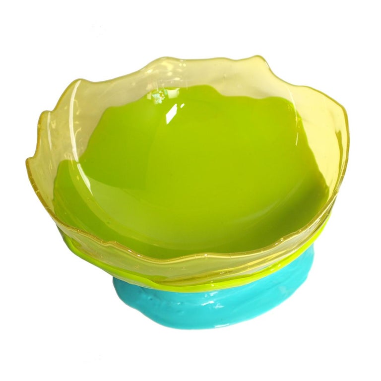 Big Collina Medium Resin Basket in Clear Yellow Lime Turquoise by ...