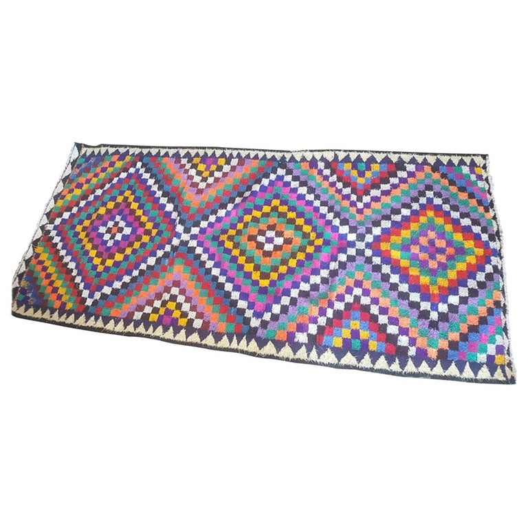 Big Colorful Vintage Carpet, Boho Style Rug, Similar to Kilim For Sale ...