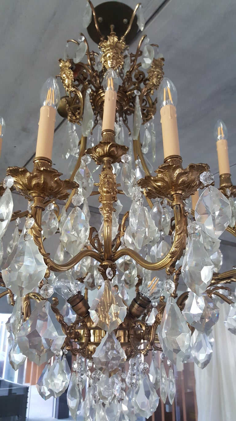 Big Crystal Brass Chandelier Antique Ceiling Lamp Lustre Art Nouveau ...